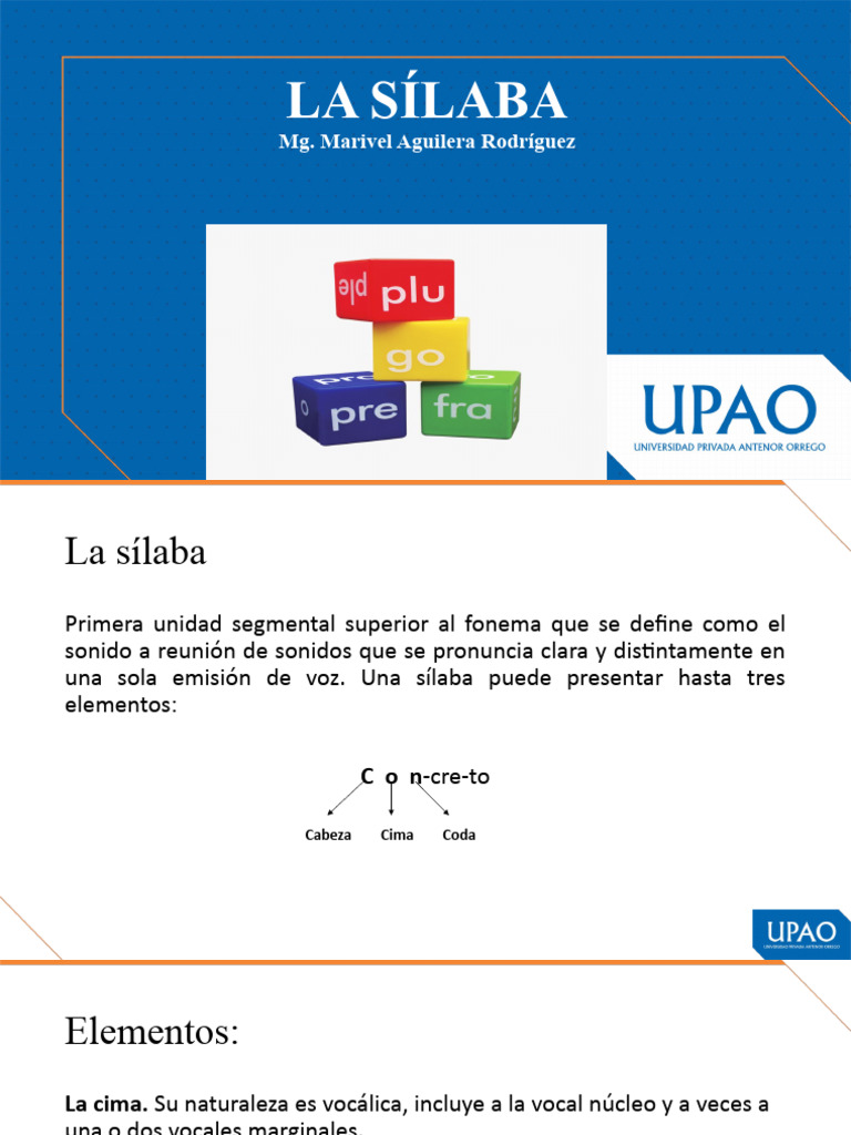 Elementos y tipos de la sílaba | PDF | Sílaba | Vocal