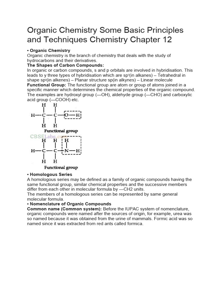 Organic Chemistry Some Basic Principles and Techniques Notes | PDF ...