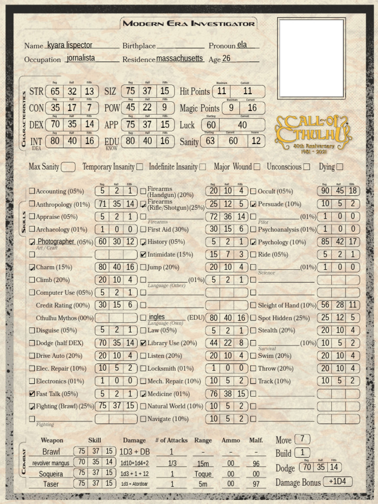 Ficha Kyara Lispector - COC | PDF | Hazards | Firearms