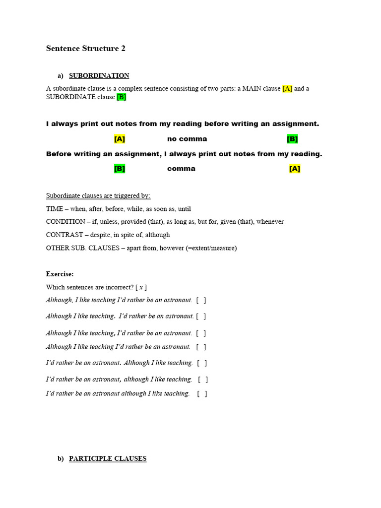 Sentence Structure | PDF | Linguistics | Grammar
