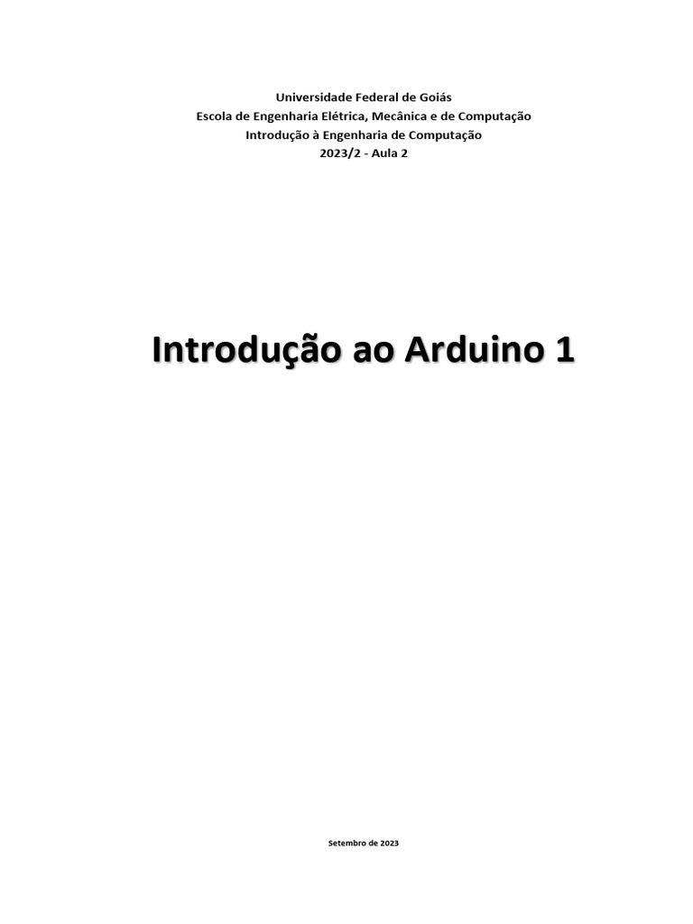Aula 2 - Introdução Ao Arduino 1 | PDF | Arduino | Engenharia