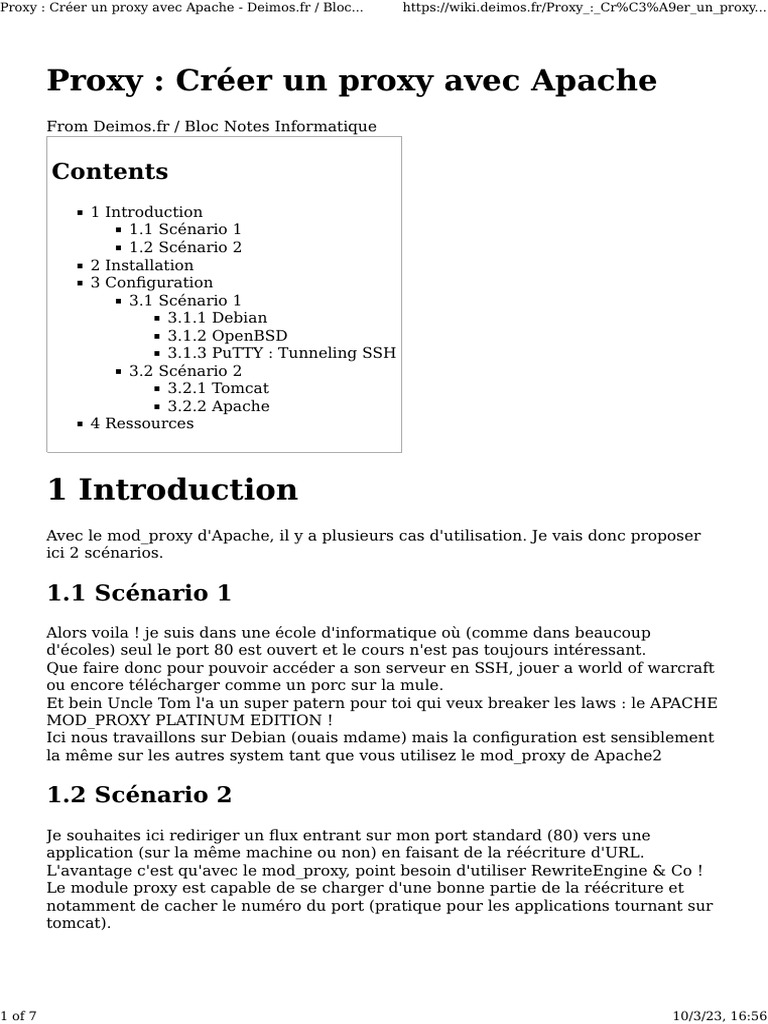 Créer un Proxy Apache avec mod_proxy | PDF | Apache HTTP Server | Serveur proxy