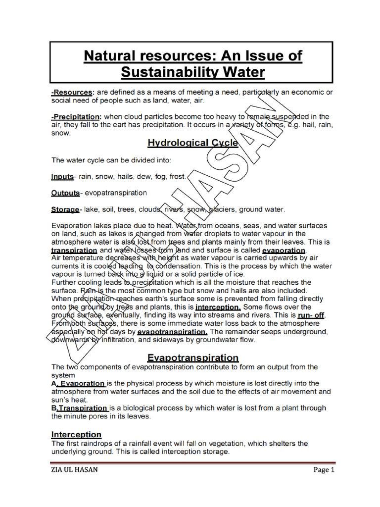Jps Water Notes Final | PDF