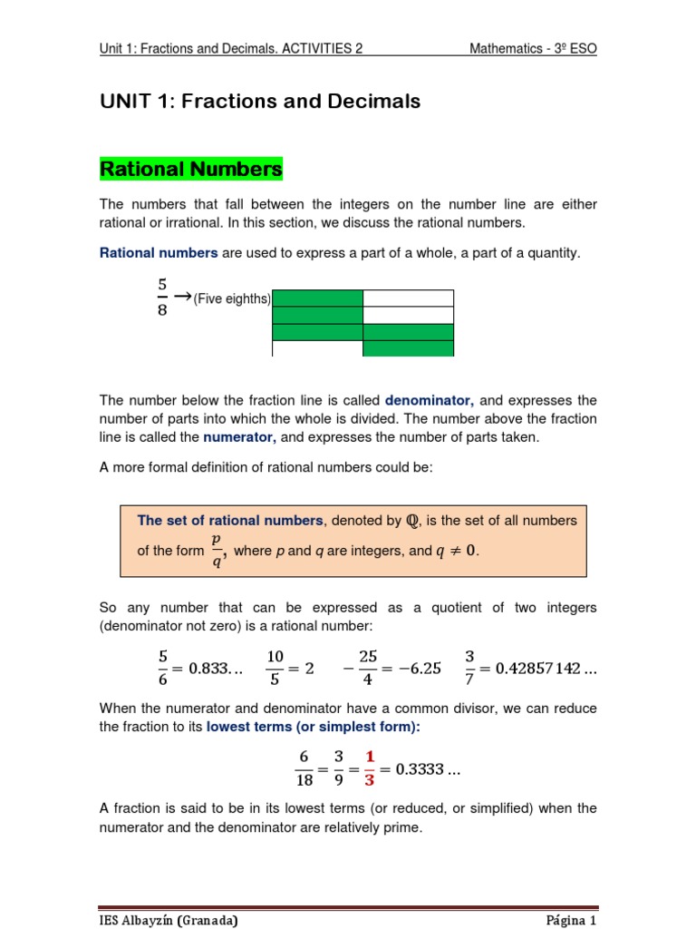 Simplifying Fractions and Decimals | PDF | Fraction (Mathematics ...