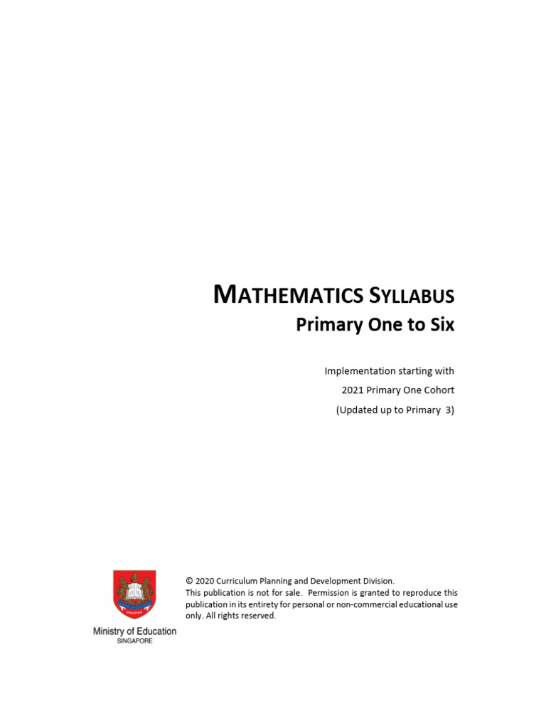 Primary Mathematics Syllabus 2021 | PDF | Mathematics | Educational ...