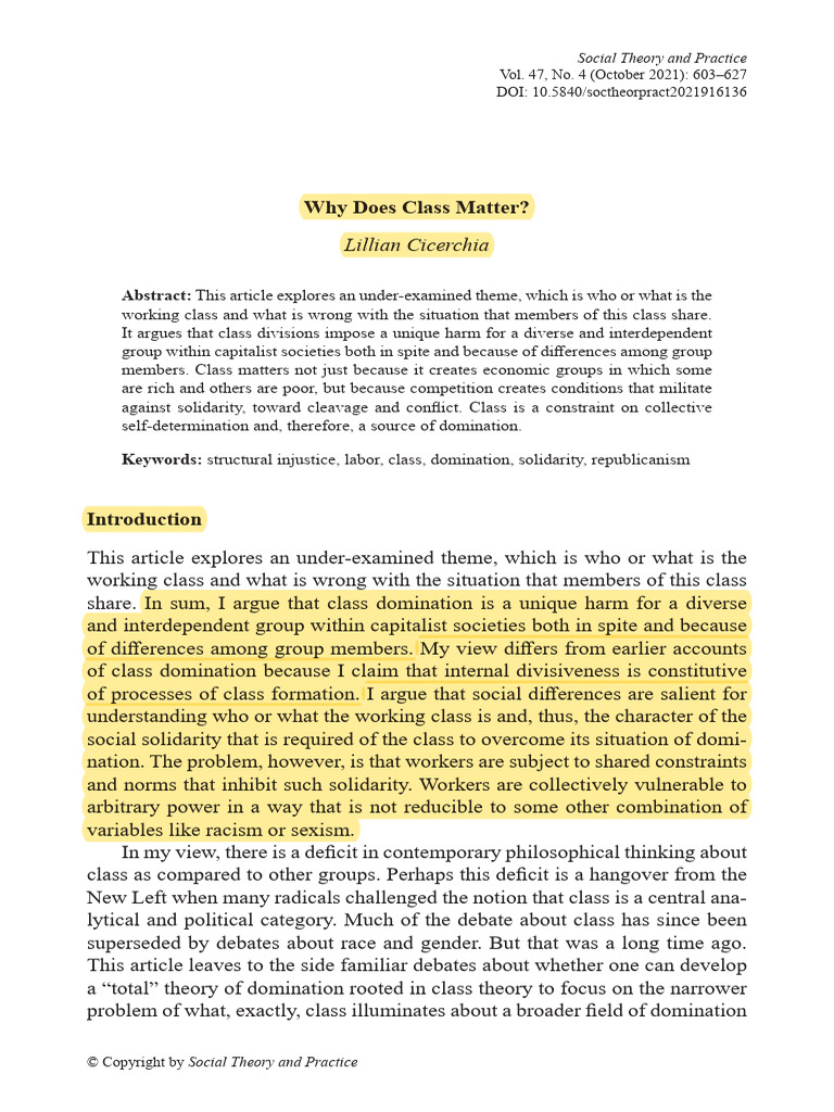 Lillian Cicerchia - Why Does Class Matter | PDF | Perfect Competition ... Lillian Cicerchia - Why Does Class Matter | PDF | Perfect Competition ...