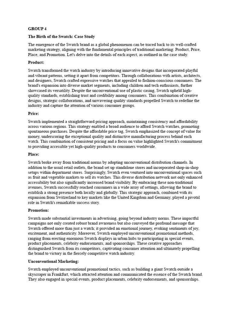 The Birth of The Swatch | PDF | Brand | Marketing