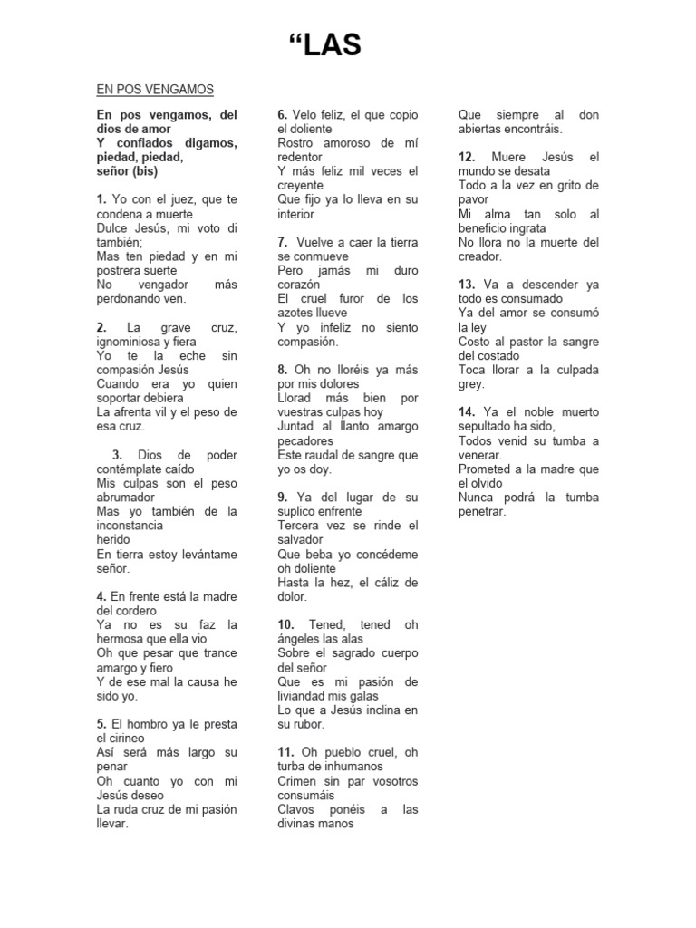 Cantos Vía Crucis Pdf Creencia Religiosa Y Doctrina