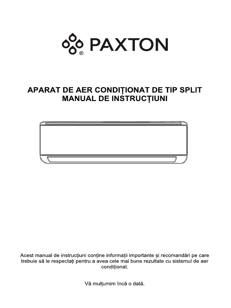 Manual de Utilizare Aparat de Aer Conditionat Paxton 2 | PDF
