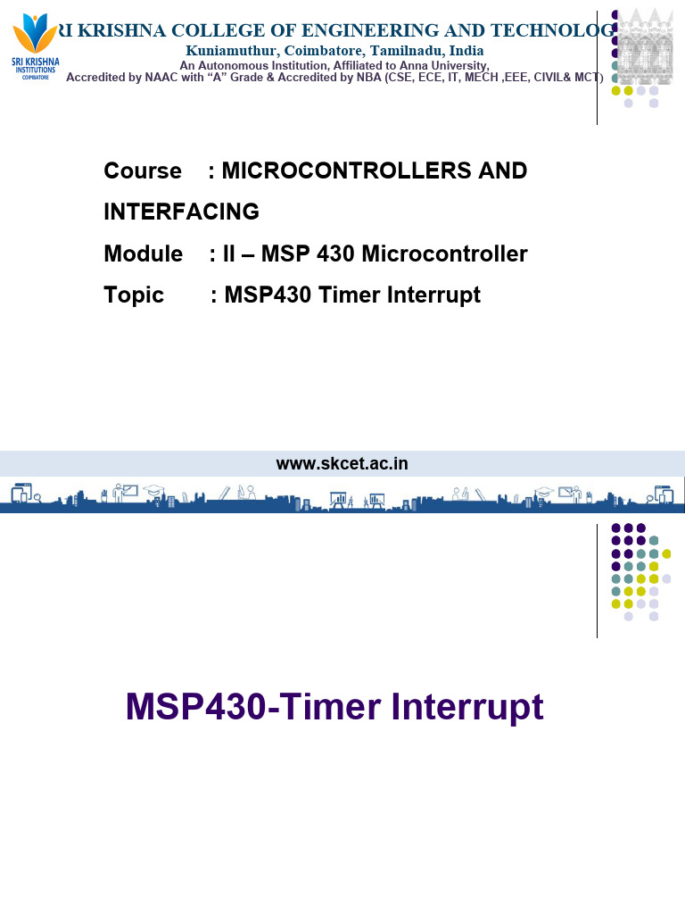 Course Microcontrollers And Interfacing Module Ii Msp 430