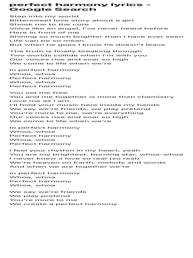 Perfect Harmony Lyrics | PDF