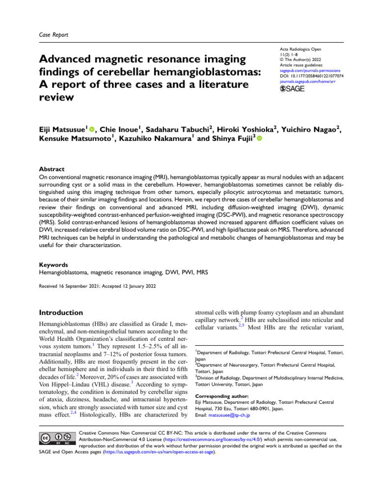 2022 Advanced Magnetic Resonance Imaging Findings of Cerebellar ... 2022 Advanced Magnetic Resonance Imaging Findings of Cerebellar ...