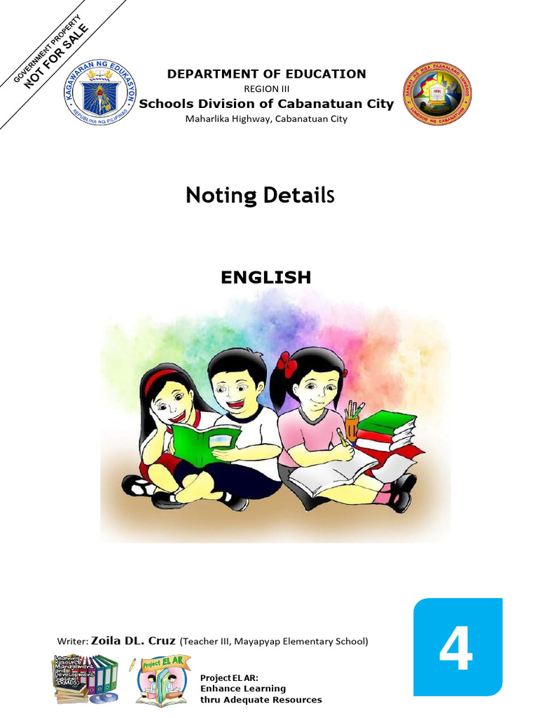 ENGLISH G4 Q1 W3 L1-Converted-Noting-Details | PDF | Rainbow | Learning