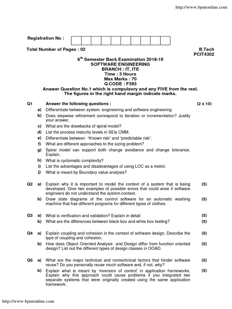 B.Tech Software Engineering Exam 6th Sem | PDF | Engineering | Product Development