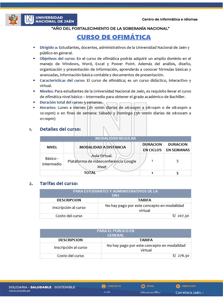 Informacion Del Curso de Ofimatica | PDF | Informática | Software