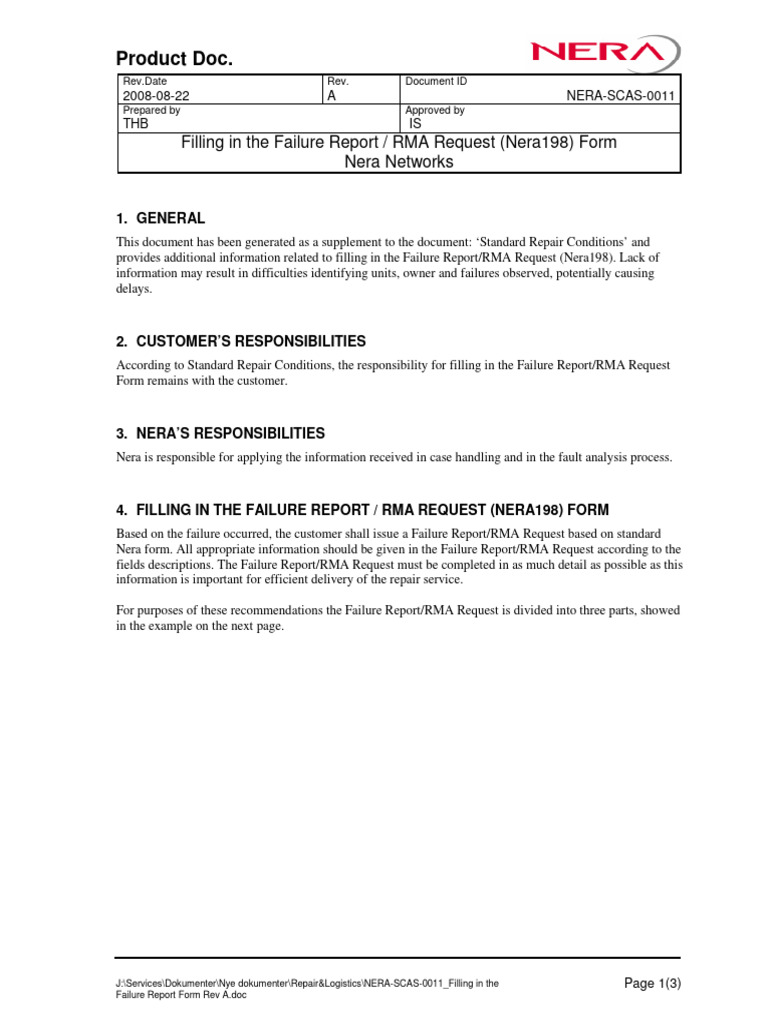 Filling In The Failure Report PDF Service Level Agreement Information