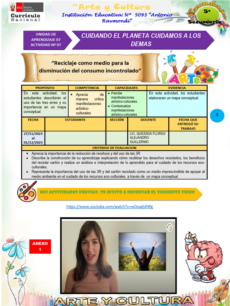 5º Actividad 07 - Ayc - U7 | PDF | Reciclaje | Residuos