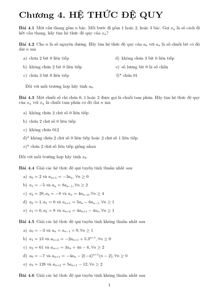 Bai Tap - Chuong 4 - He Thuc de Quy | PDF