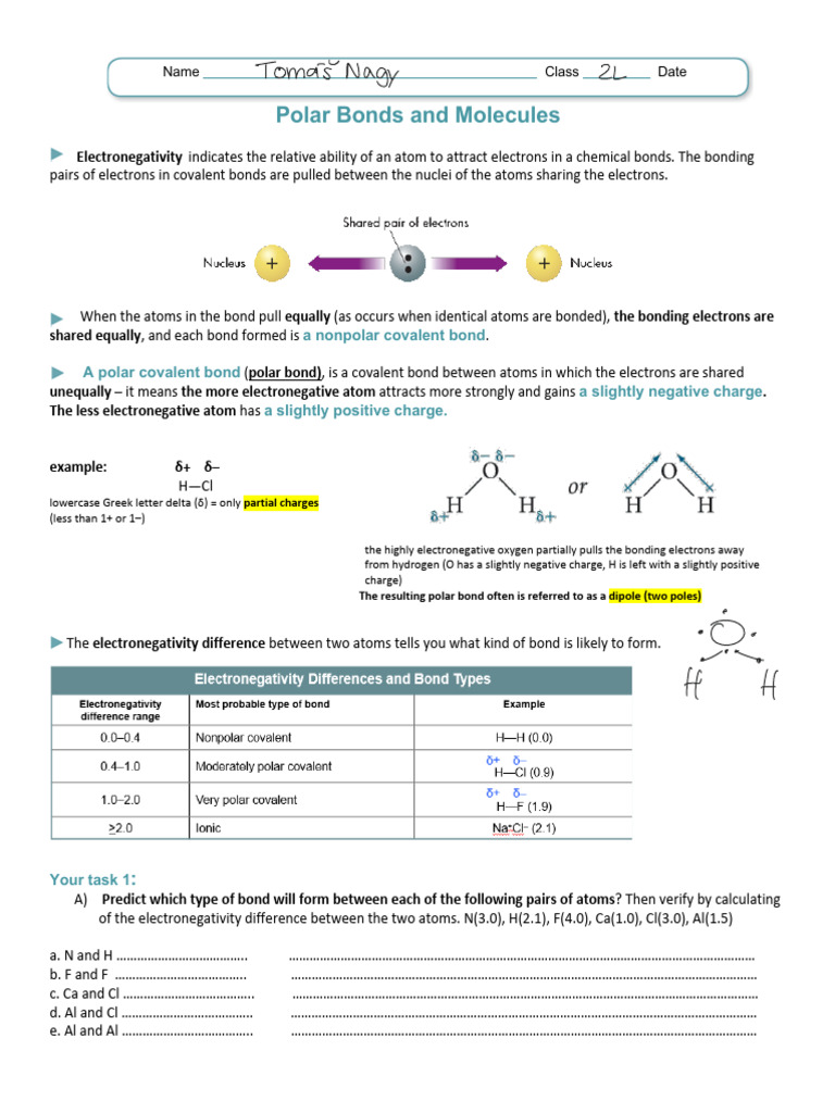 1.7.4 Polar - Bonds | PDF | Chemical Polarity | Chemical Bond