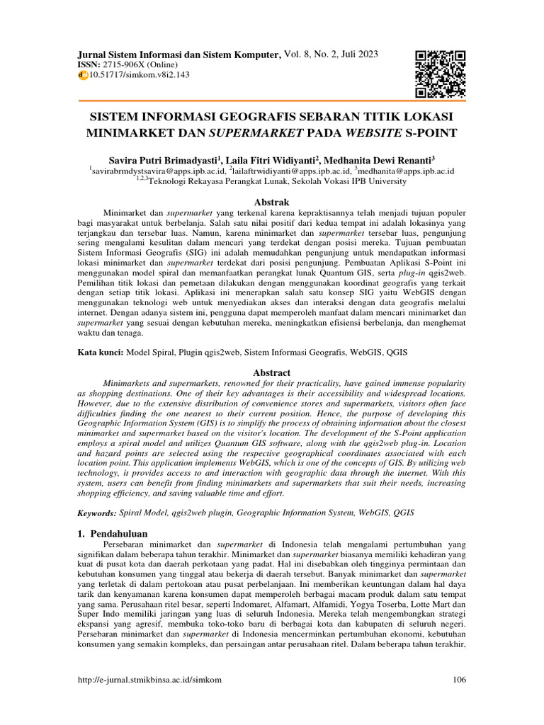 Sistem Informasi Geografis Sebaran Titik Lokasi Mi | PDF