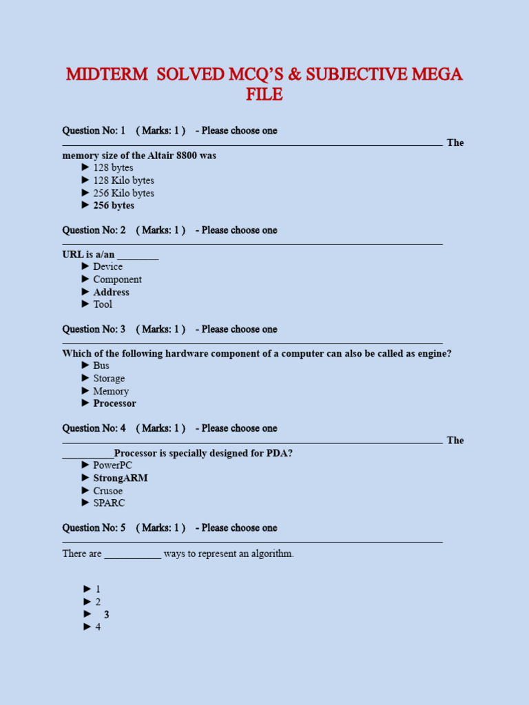 Cs101 Midterm Solved Mcq's Subjective Mega File | PDF | Programming | Computer Program