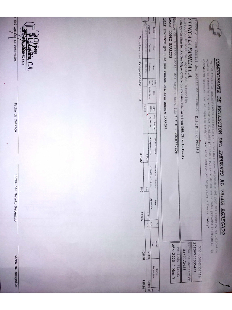 Retencion IVA Physion Julio 2023 | PDF