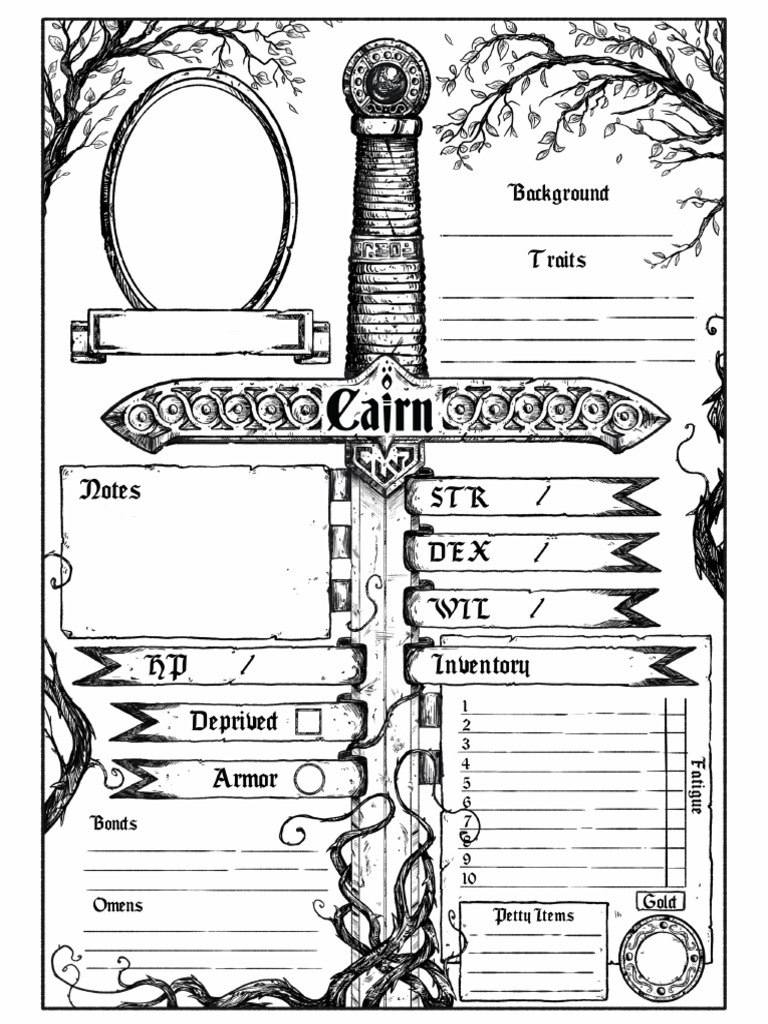 Cairn 2e Character Sheet Portrait Letter | PDF Cairn 2e Character Sheet Portrait Letter | PDF