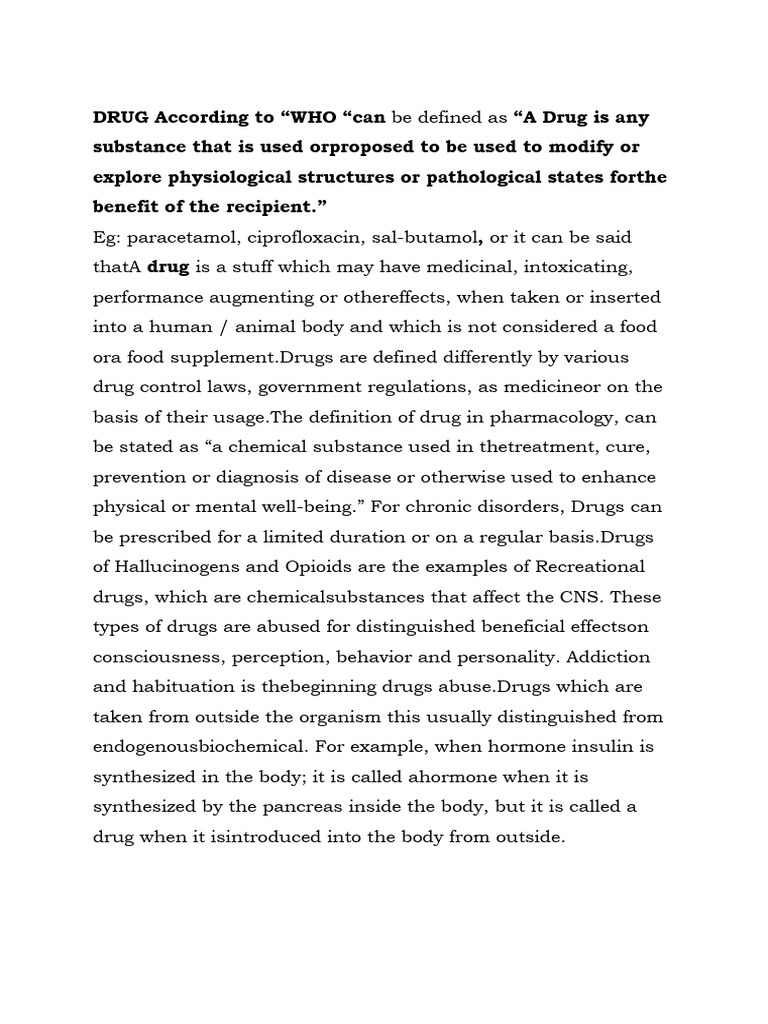 27 Class Notes Drugs Chapter | PDF | Psychoactive Drugs | Drugs
