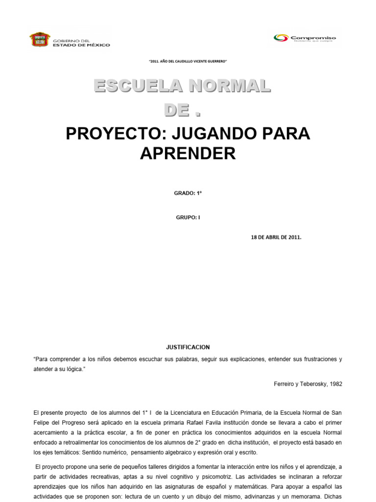 Proyecto Aprender Jugando | PDF | Aprendizaje | Educación primaria