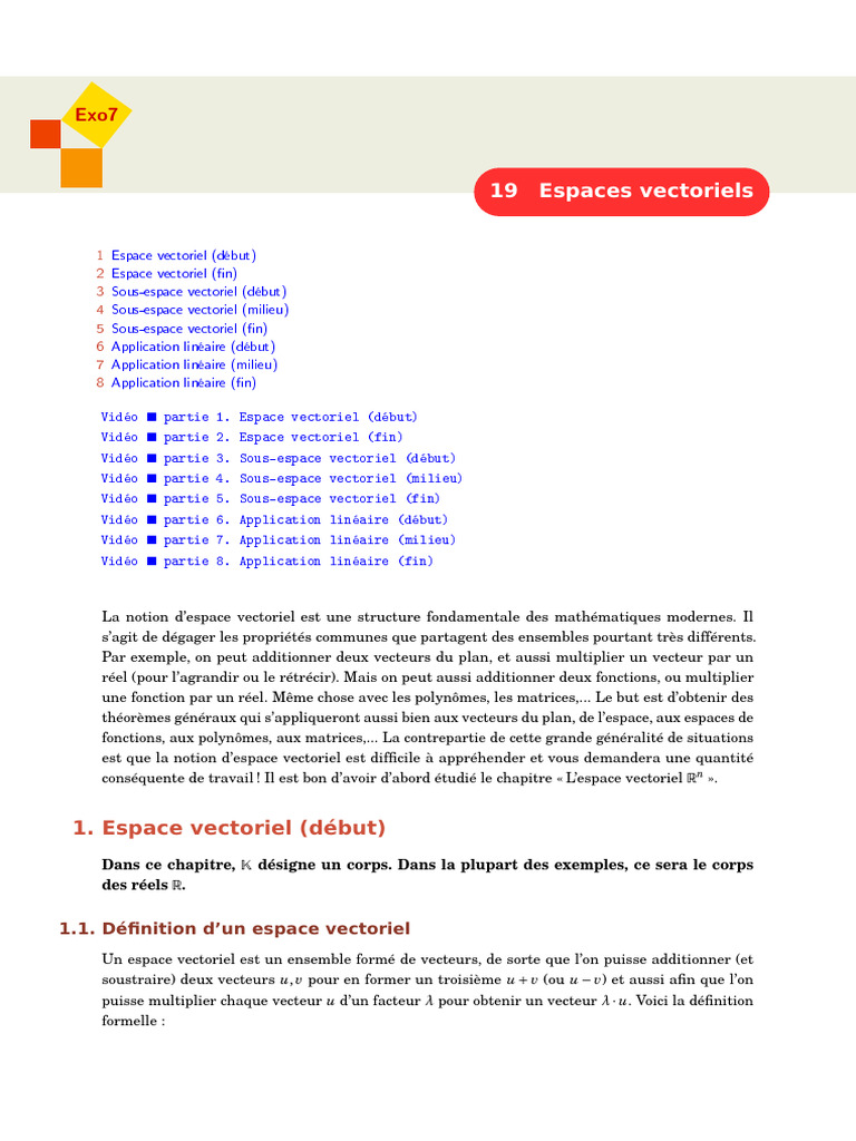 Définition d'un espace vectoriel | PDF | Espace vectoriel | Matrice ...