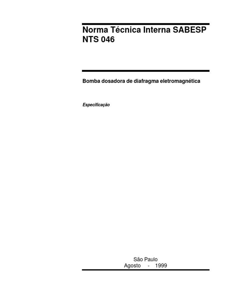 Especificações de Bombas Dosadoras SABESP | PDF | Bomba | Corrosão