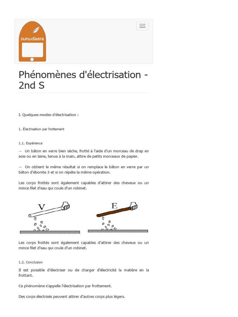Phénomènes d'électrisation en 2nd S | PDF | Électron | Charge électrique