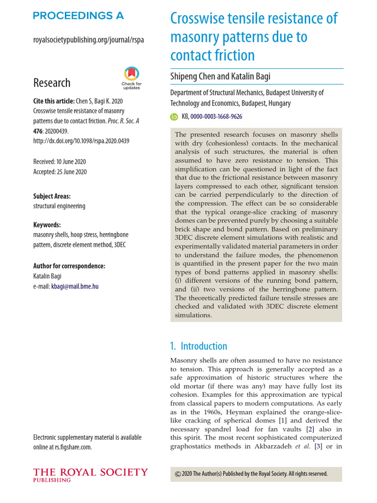 Crosswise Tensile Resistance of Masonry-108375739 | PDF | Stress ...