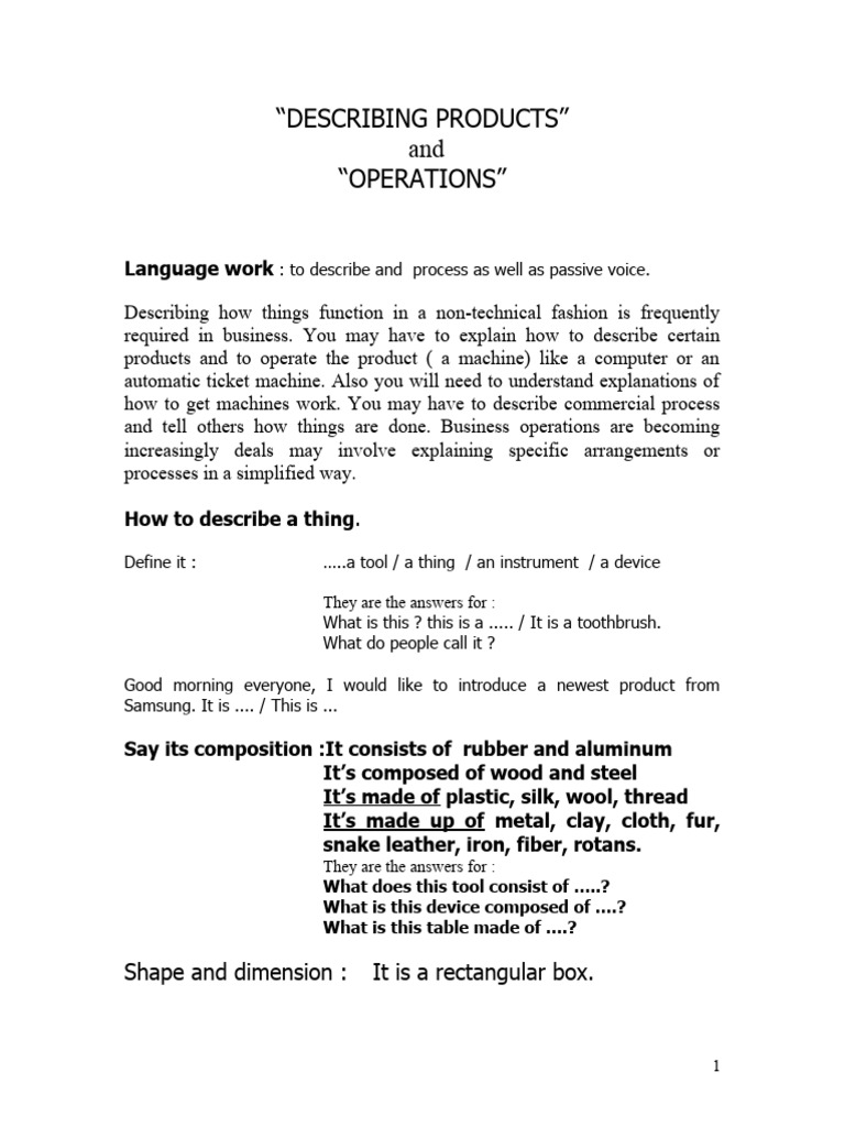 Describing A Product | PDF | Color