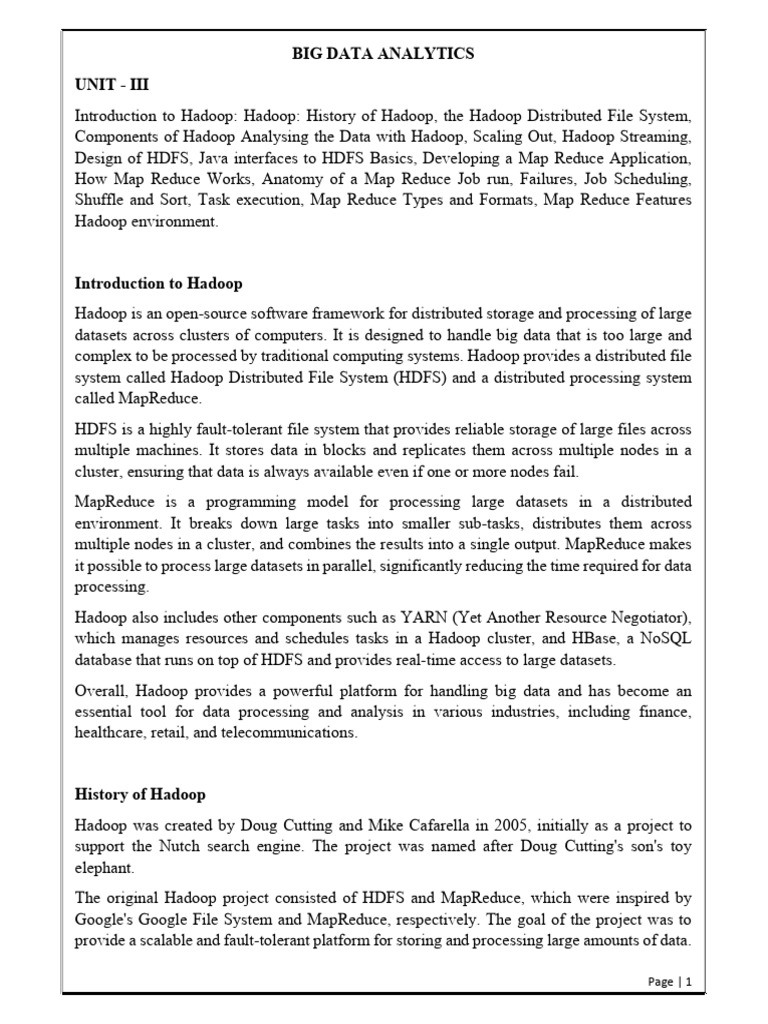 Big Data Analytics Unit-3 | PDF | Apache Hadoop | Map Reduce