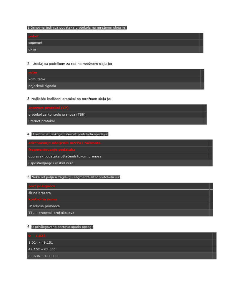 Priprema - završni - Odgovoreno | PDF