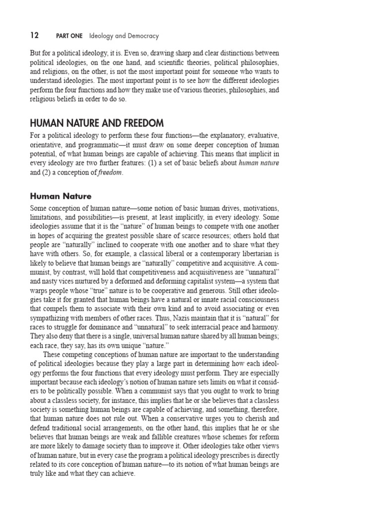 Political Ideologies: Human Nature & Freedom | PDF | Human Nature ...