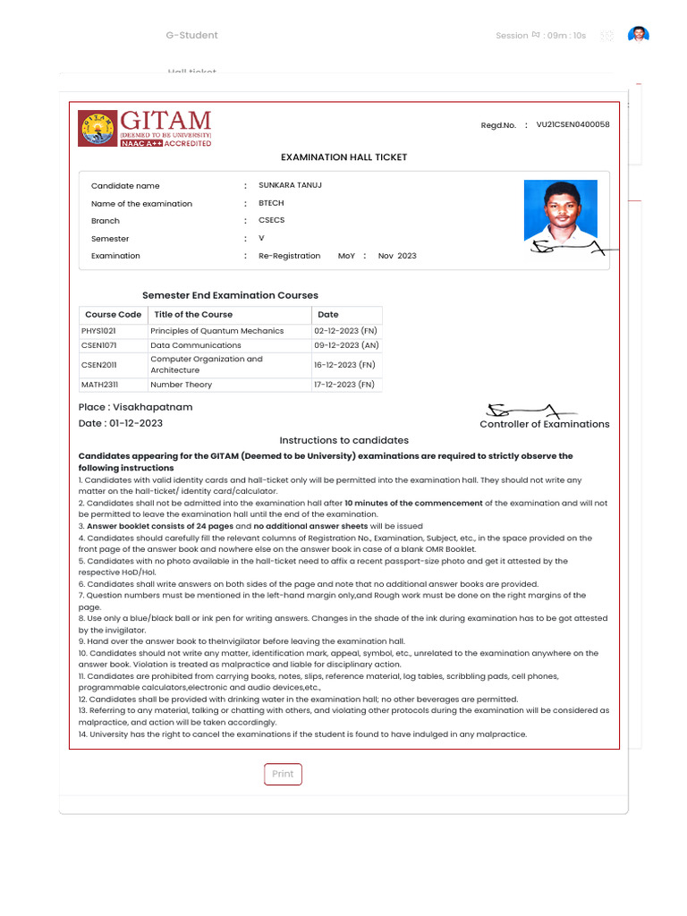 My GITAM | PDF | Computing