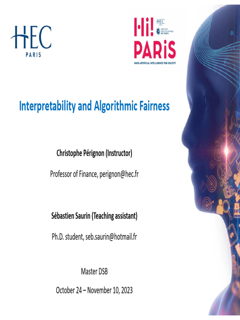 Interpretability and Algorithmic Fairness DSB 2023 Slides | PDF | Regression Analysis | Machine ...