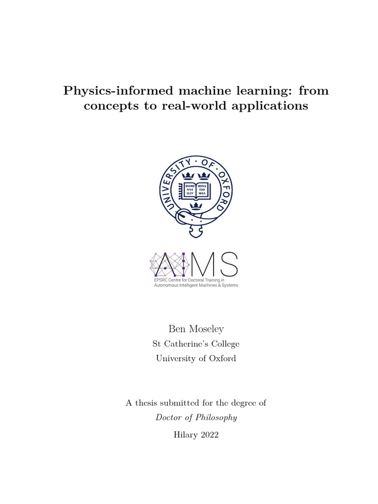 Moseley 2022 Physics-Informed Machine Learning-1 | PDF | Machine Learning | Deep Learning
