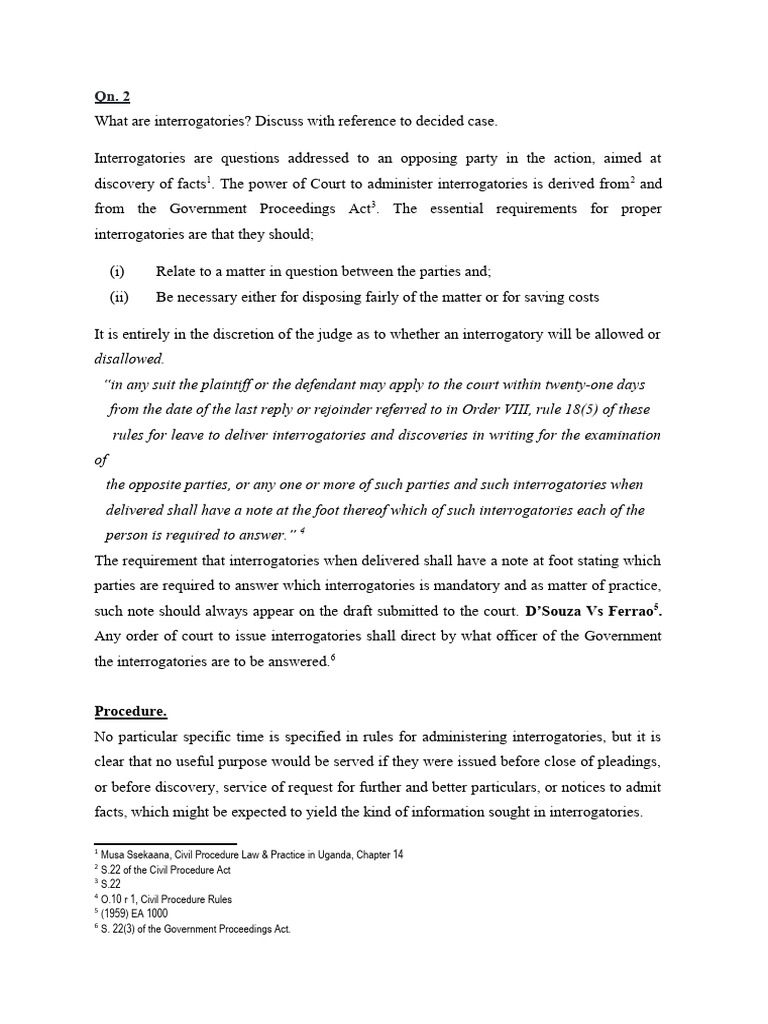 Understanding Interrogatories in Law | PDF | Interrogatories ...