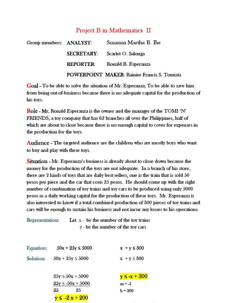 Project B in Mathematics II | PDF