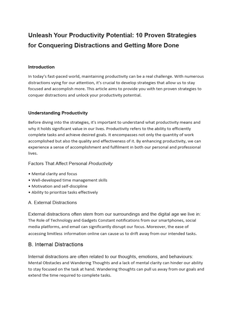 Unleash Your Productivity Potential: 10 Proven Strategies For ... Unleash Your Productivity Potential: 10 Proven Strategies For ...