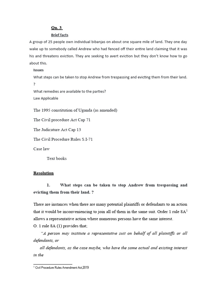 Representative Suits In Ugandan Civil Procedure Pdf Lawsuit Legal