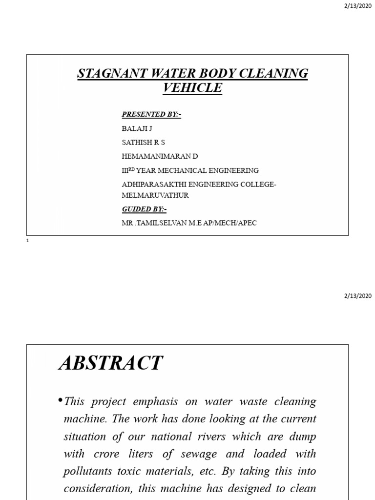 Stagnant Water Body Cleaning Vehicle | PDF | Bearing (Mechanical) | Gear
