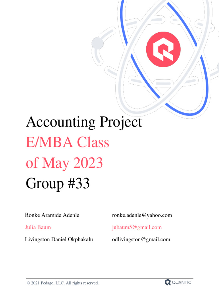 Accounting Project - EMBA Cohort 43 Group33 - FinalSubmission | PDF ...