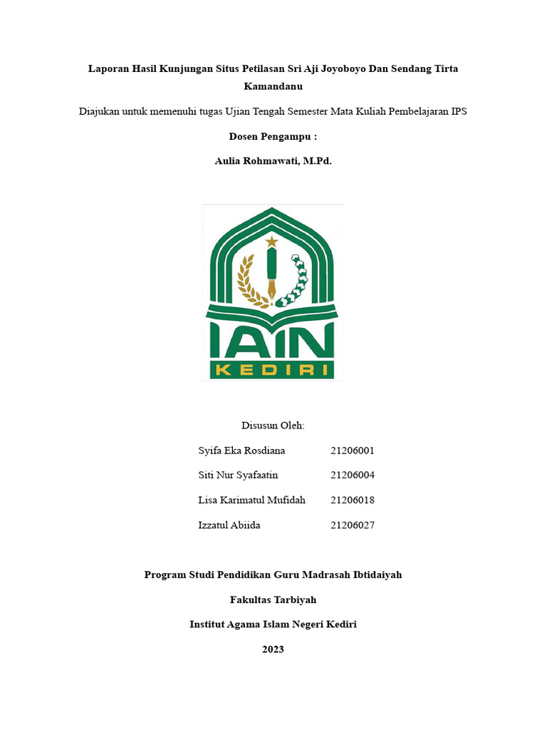 (UTS Pemb - Ips) Lap - Kunjungan Sri Aji Jayabayaaa | PDF