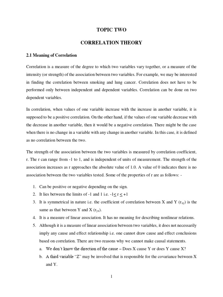 Topic 2 - Correlation Theory | PDF | Statistics | Multivariate Statistics