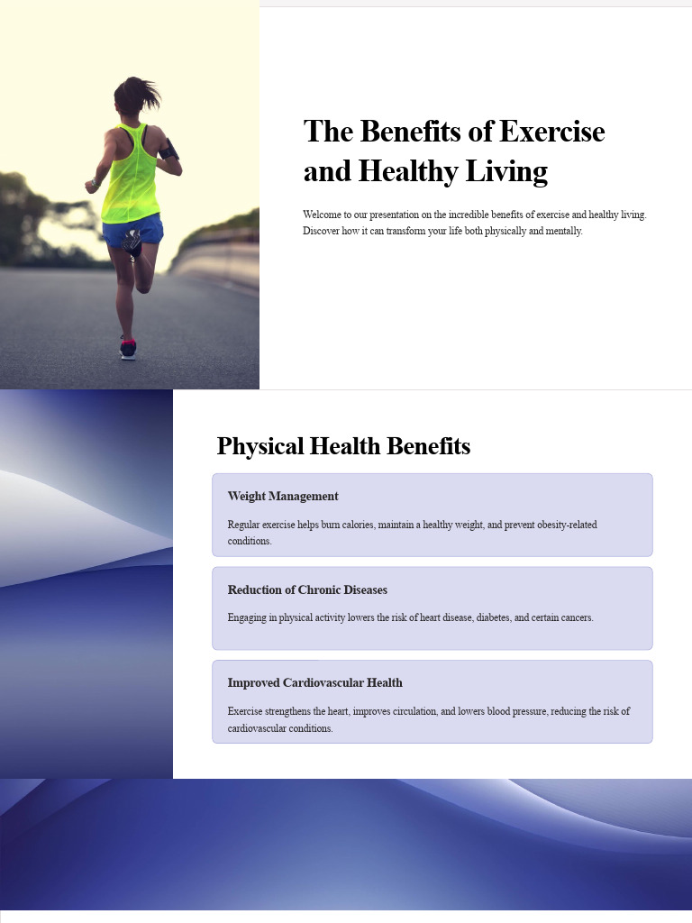 The Benefits of Exercise and Healthy Living | PDF | Physical Fitness | Cardiovascular Diseases
