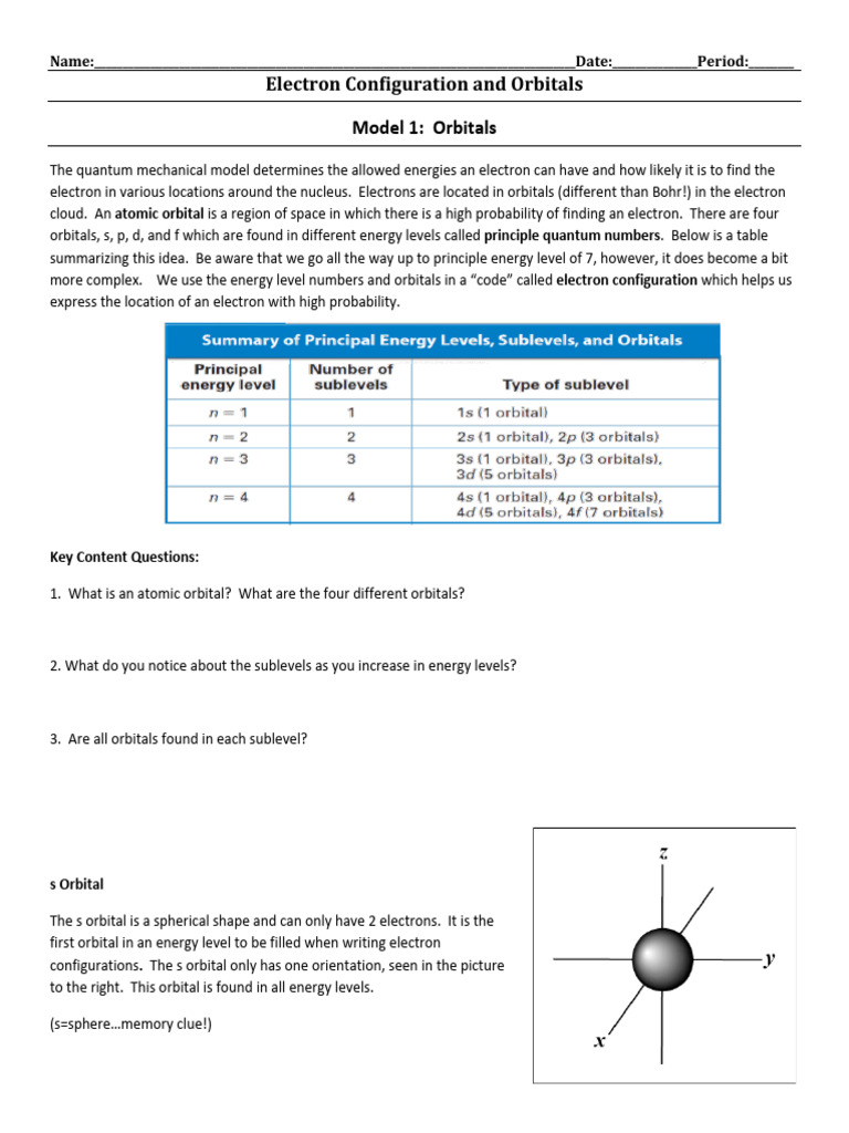 POGIL Electron Configuration and Orbitals | PDF | Atomic Orbital ...